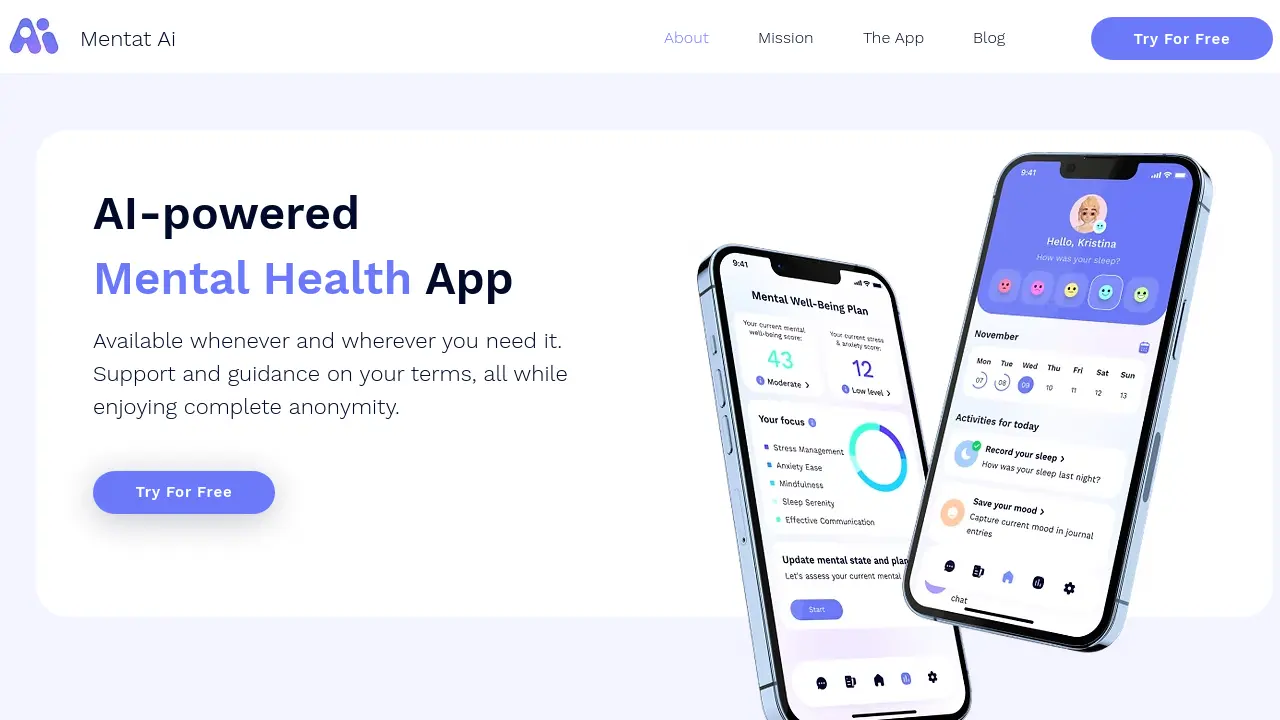 Mentat Ai - AI-powered Mental Health Support, Anywhere, Anytime